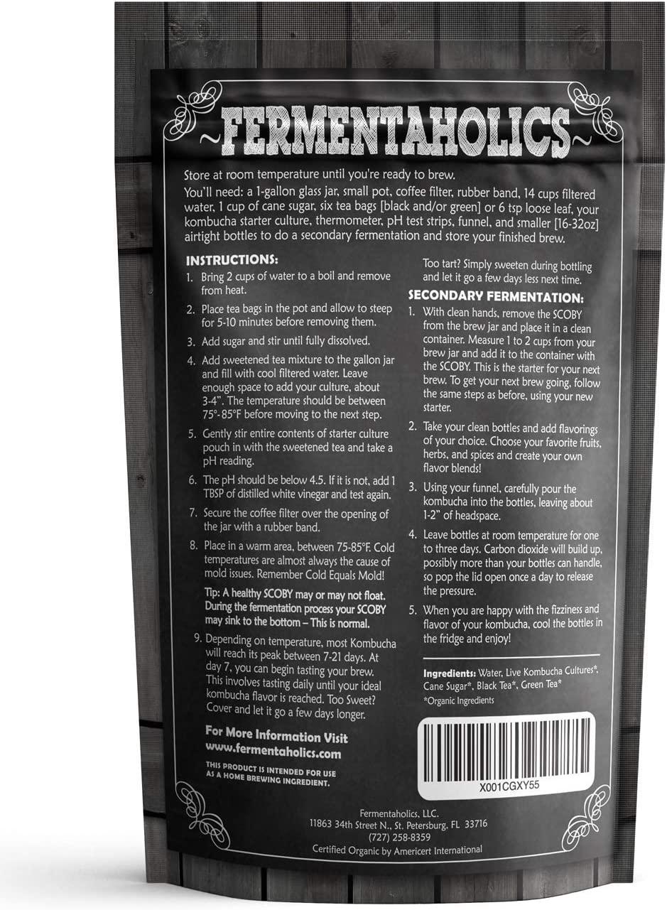 Organic Fermentaholics Kombucha SCOBY with 12oz Starter Tea - Live ...