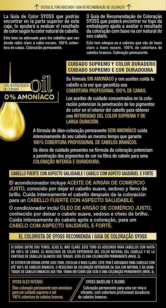 Syoss Oleo Intense Tone 7 Medium Blonde - Ammonia-Free Permanent Hair ...