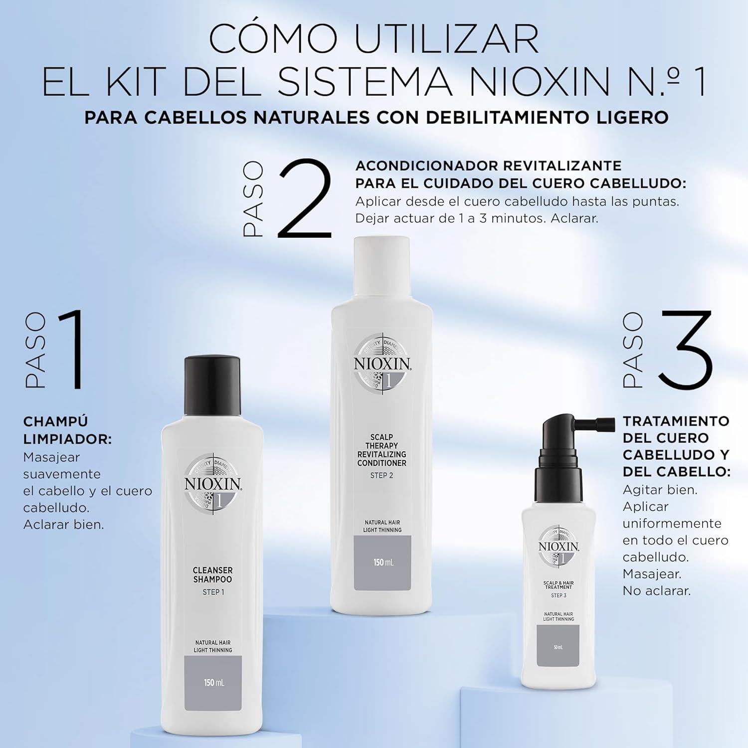 Nioxin System 1 Natural Hair Treatment Trial Kit - 3-Part System for ...