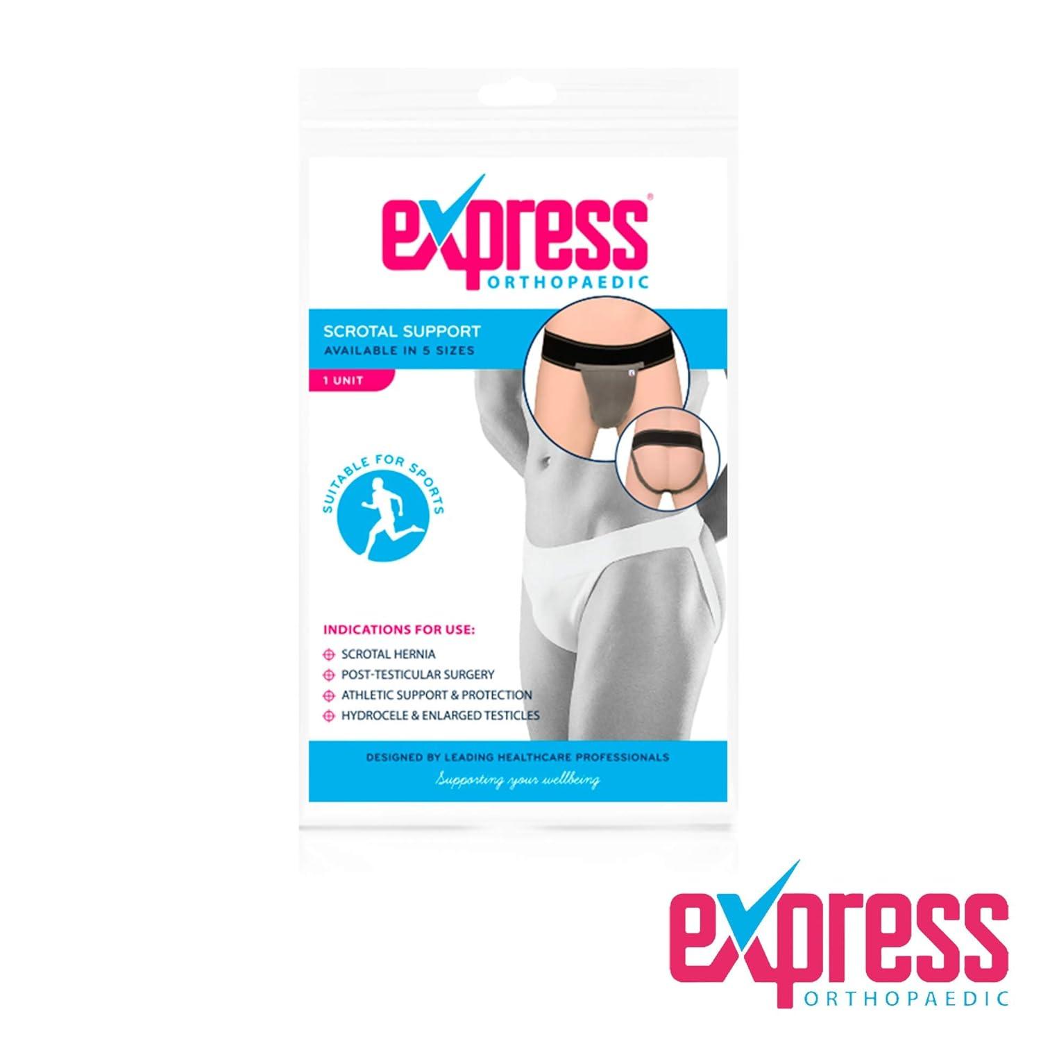 Express Orthopaedic Scrotal Support - Small Black/Grey Jockstrap for ...