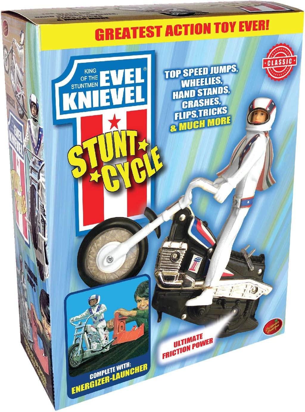 Evel Knievel Stunt Cycle - 8 Wind-Up Action Toy for Ultimate Jumps, Crashes & Flips - Original ...