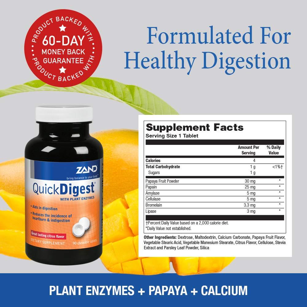 Zand Quick Digest Citrus Flavor | 90 Chewable Tablets for Optimal ...