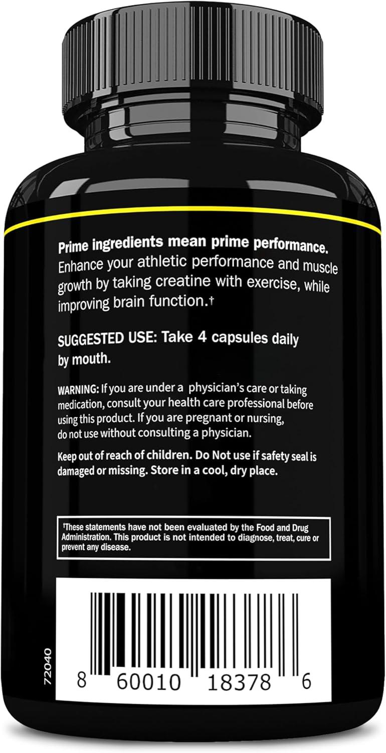 Prime Labs Creatine Capsules - 5g Creatine Monohydrate Pills for Muscle ...