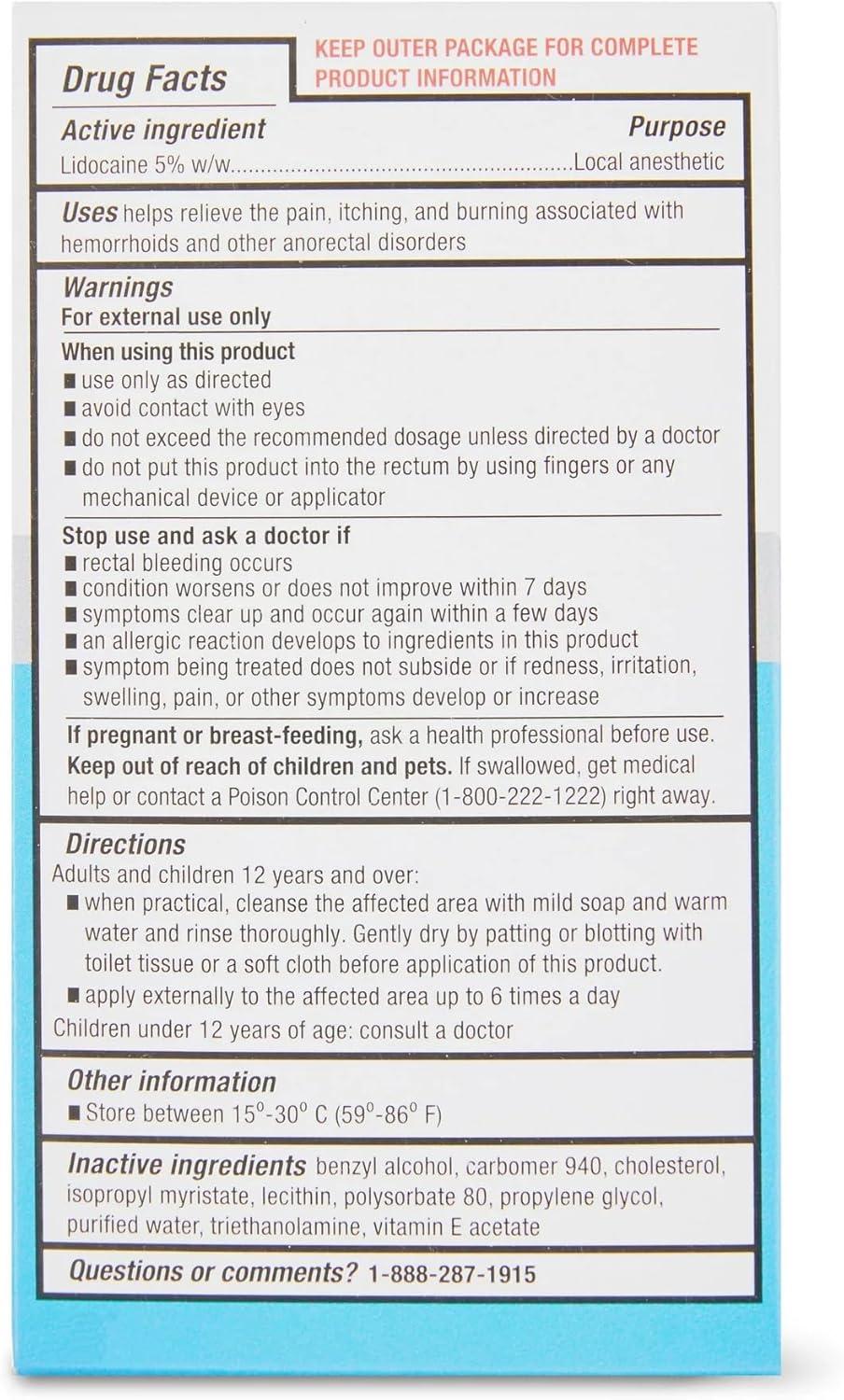 Equate Hemorrhoid Relief Cream | 5% Lidocaine Ointment for Pain Itching ...