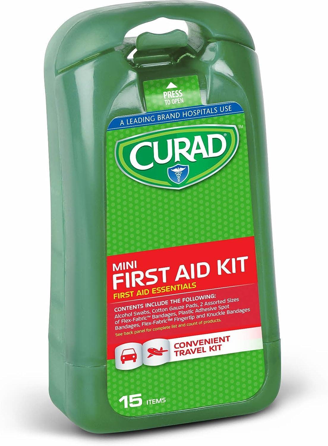 Curad Mini First Aid Kit - 15 Piece Set for Emergency Preparedness ...