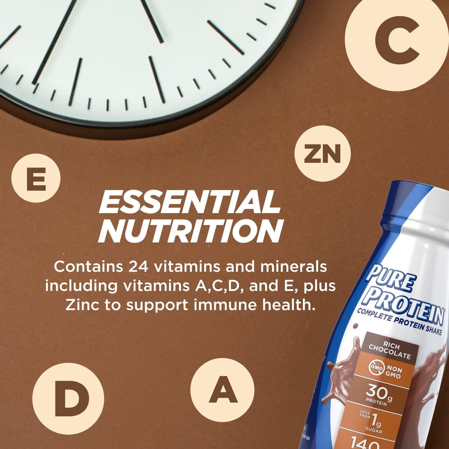 Pure Protein Chocolate Shake, 30g Complete Protein, Keto-Friendly ...