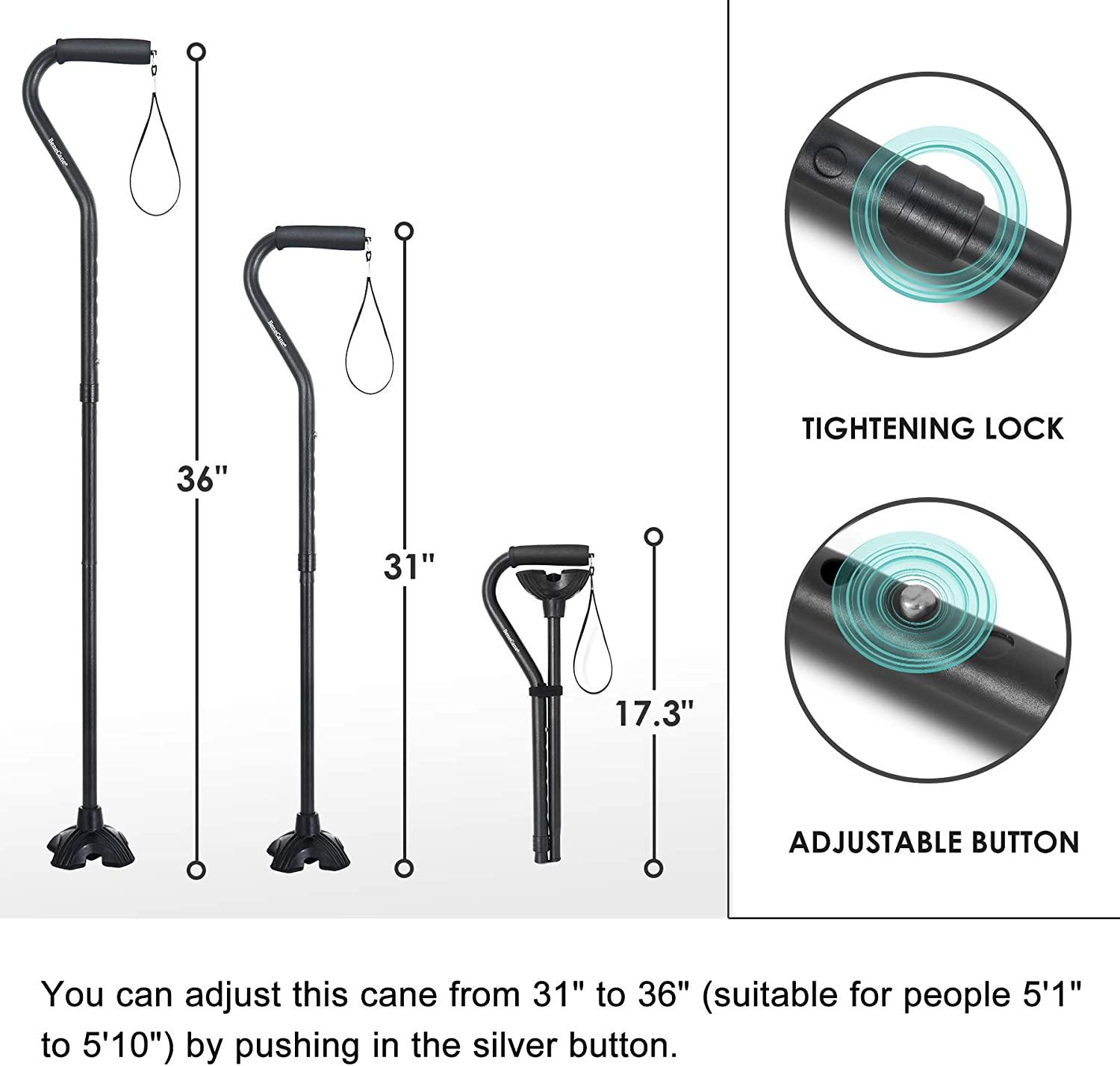BeneCane Adjustable Walking Cane with Offset Handle - Lightweight ...