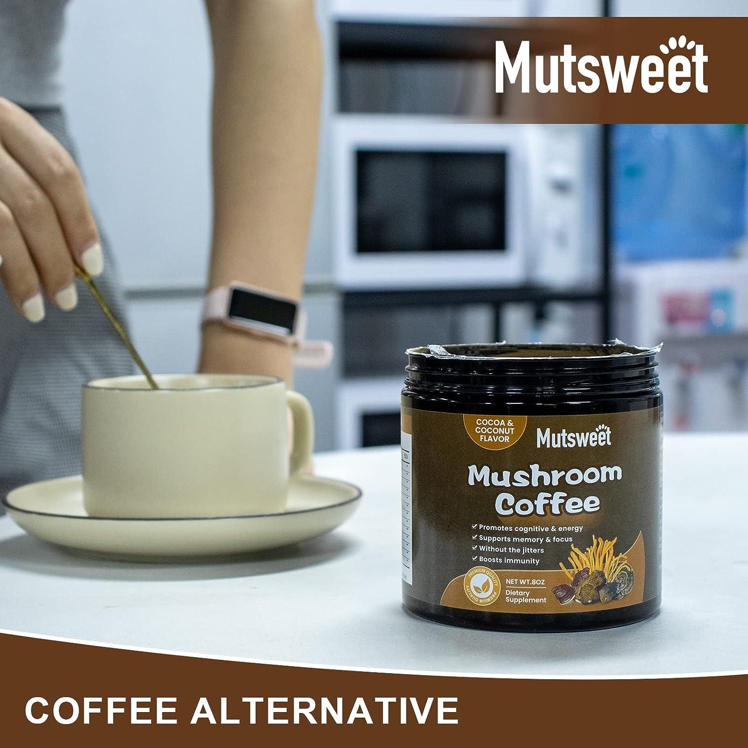 Mutsweet Super Mushroom Powder 8oz - Coffee Alternative Supplement with Cacao, Lions Mane ...