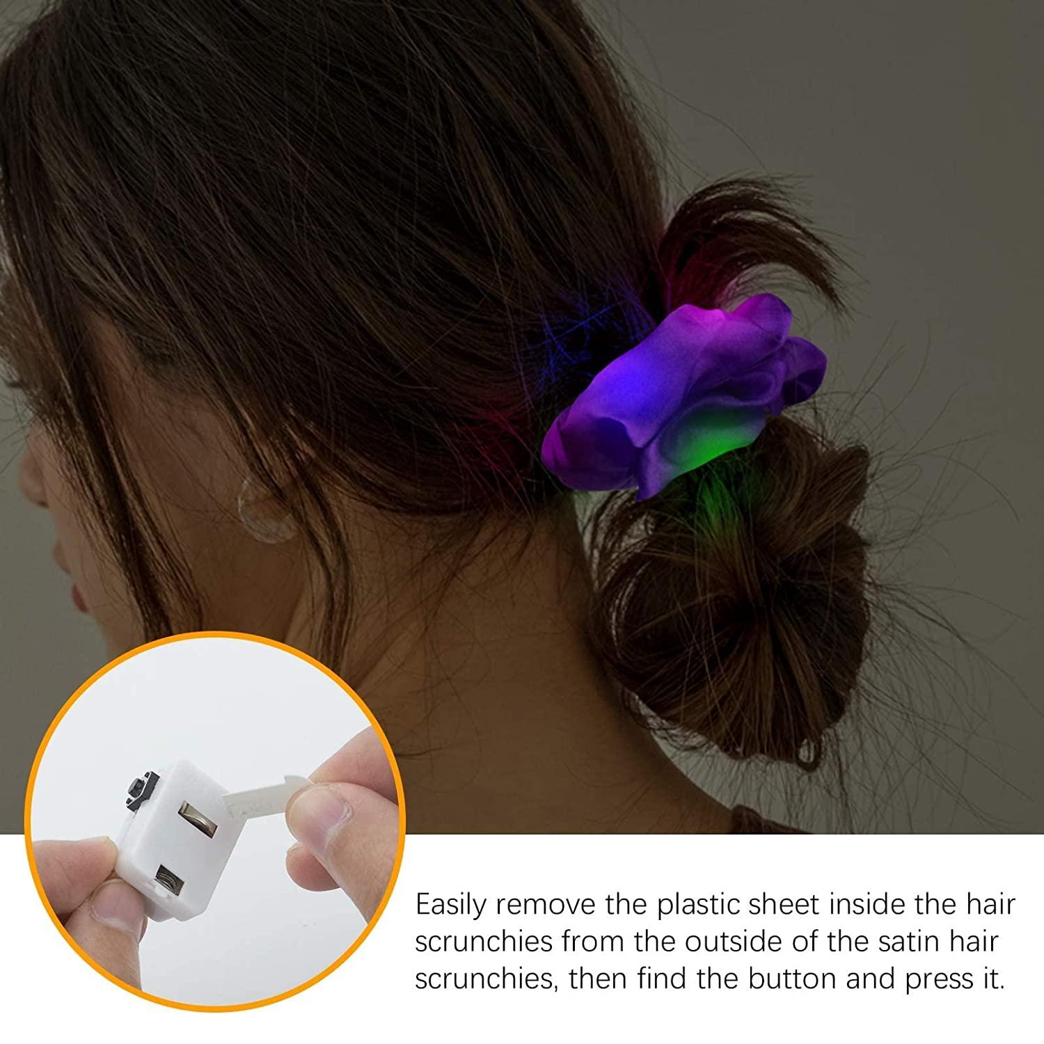 9 Pcs LED Light Hair Scrunchies with 3 Colors Light Modes - Soft Silk ...