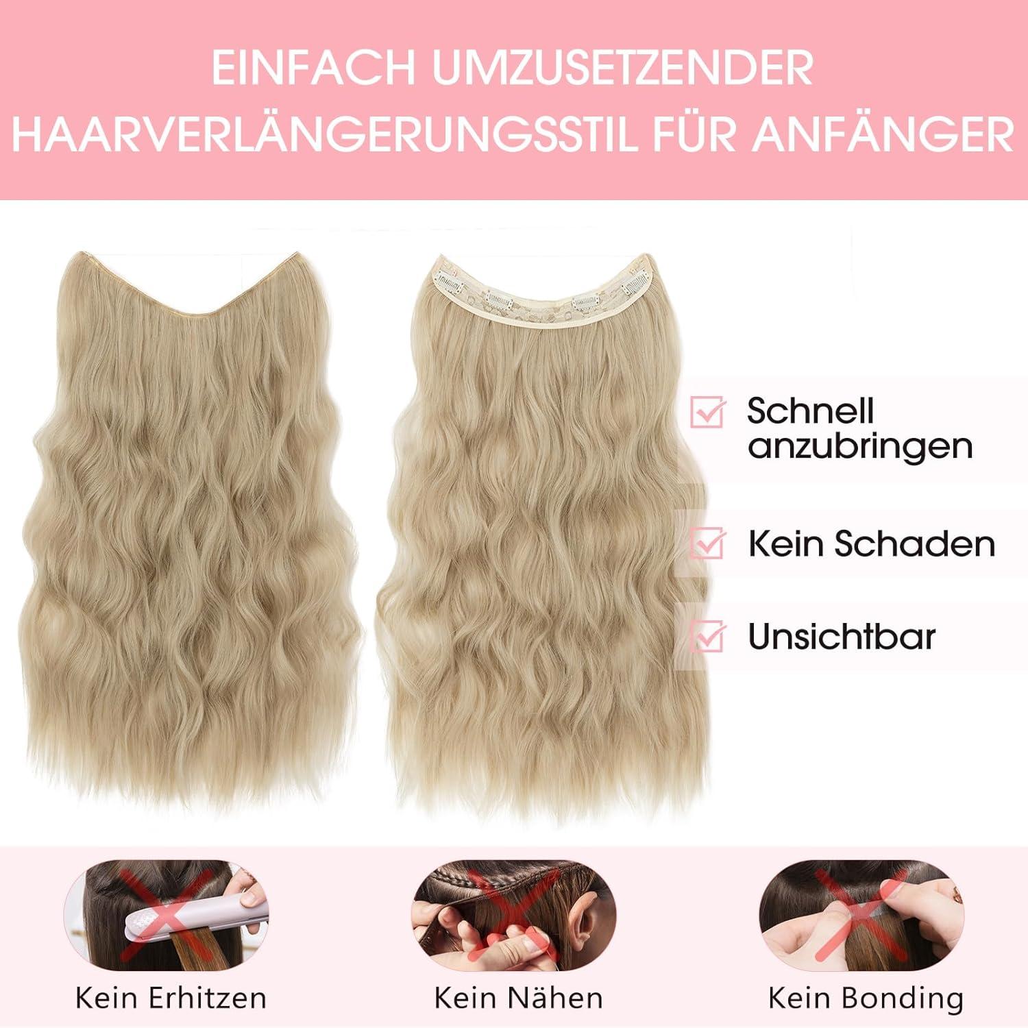 Silk-Co Adjustable Hair Extensions with Clips & Rubber Bands | 60cm ...