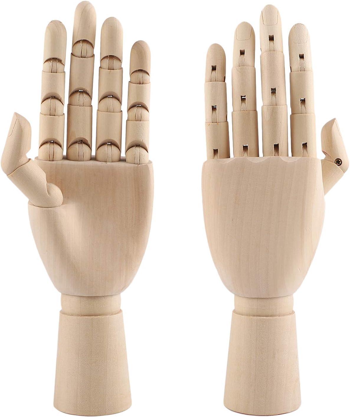 10 Inch Wooden Hand Model - Flexible Moveable Fingers Manikin Hand ...