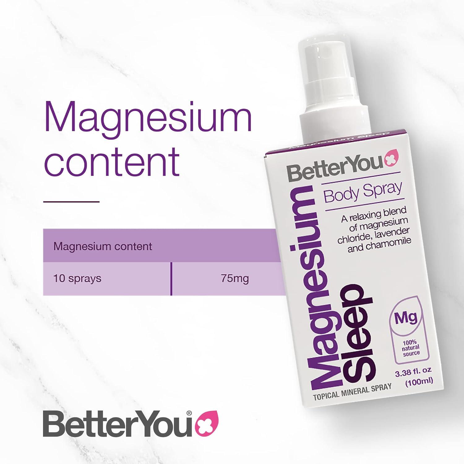 BetterYou Magnesium Sleep Body Spray - Relaxing Essential Oils for ...