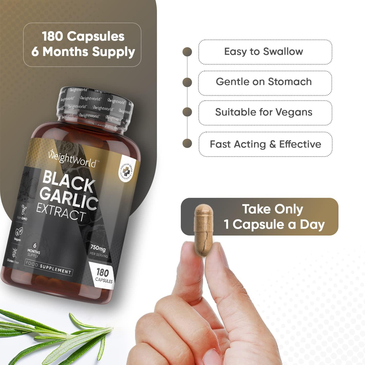 Black Garlic Capsules 250mg - 6 Months Supply - 180 Vegan Fermented ...