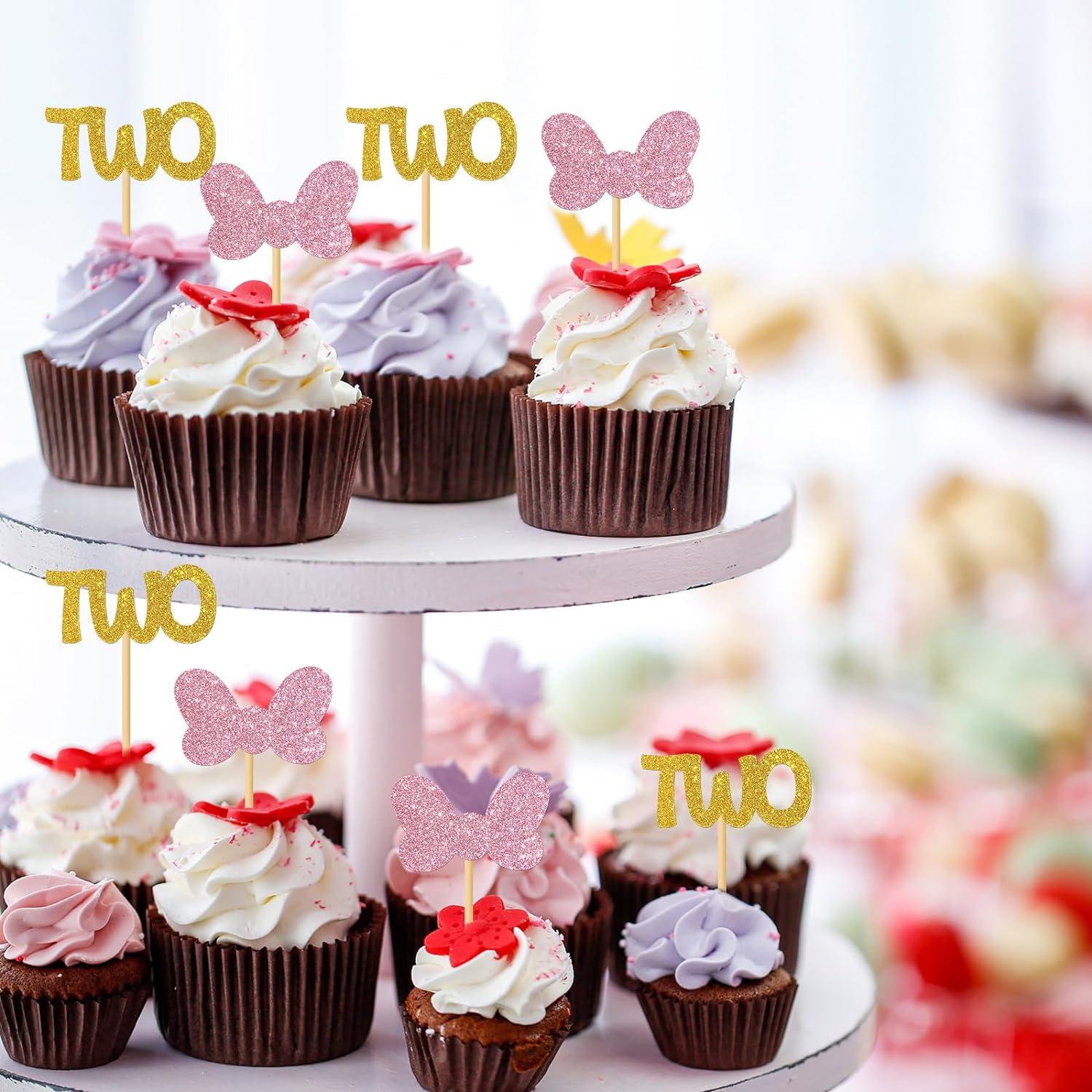 MonMon & Craft Minnie Two Cupcake Toppers/Girls Children 2nd Birthday ...