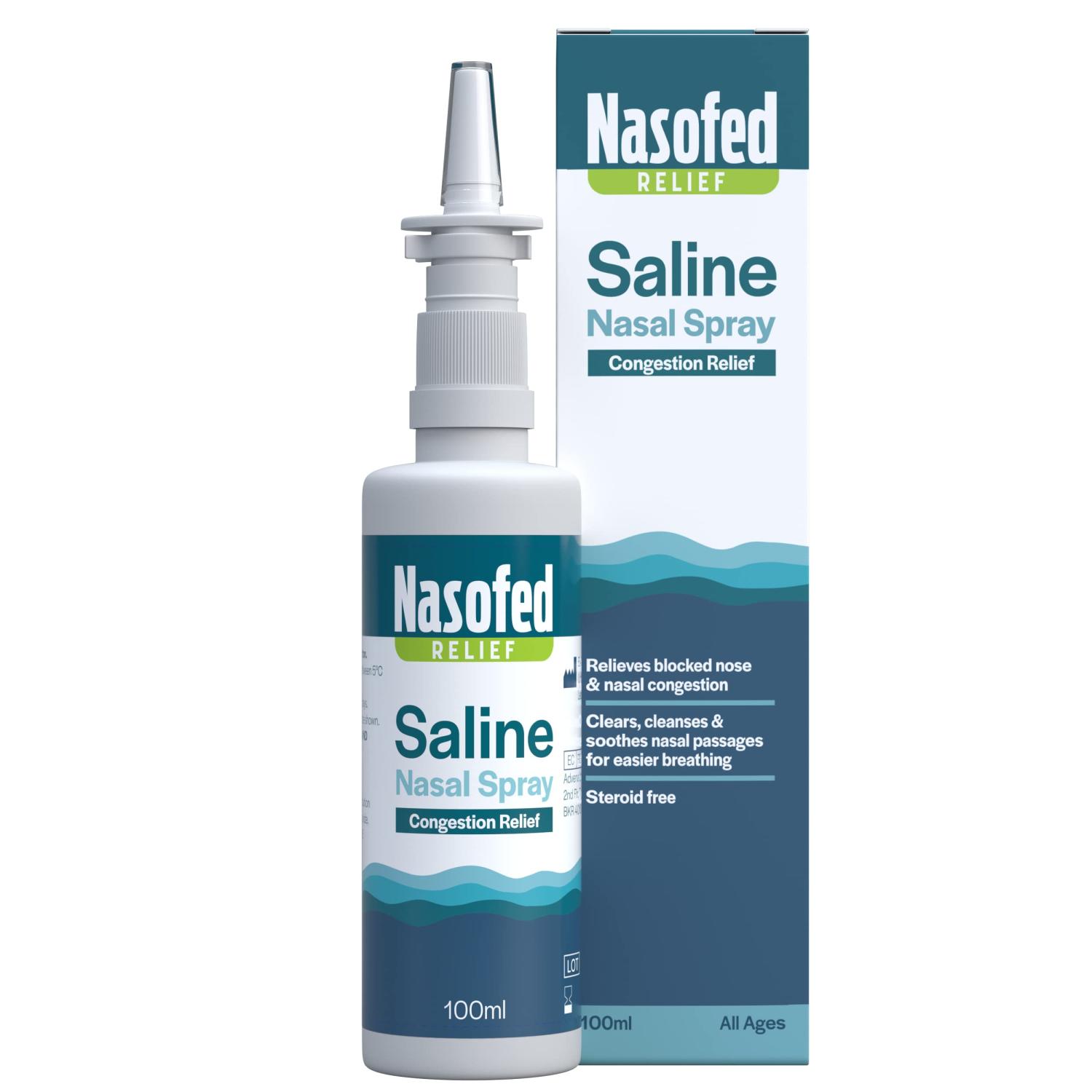 Nasofed Isotonic Saline Nasal Spray 100ml - Relief from Nasal Congestion due to Colds, Sinusitis ...