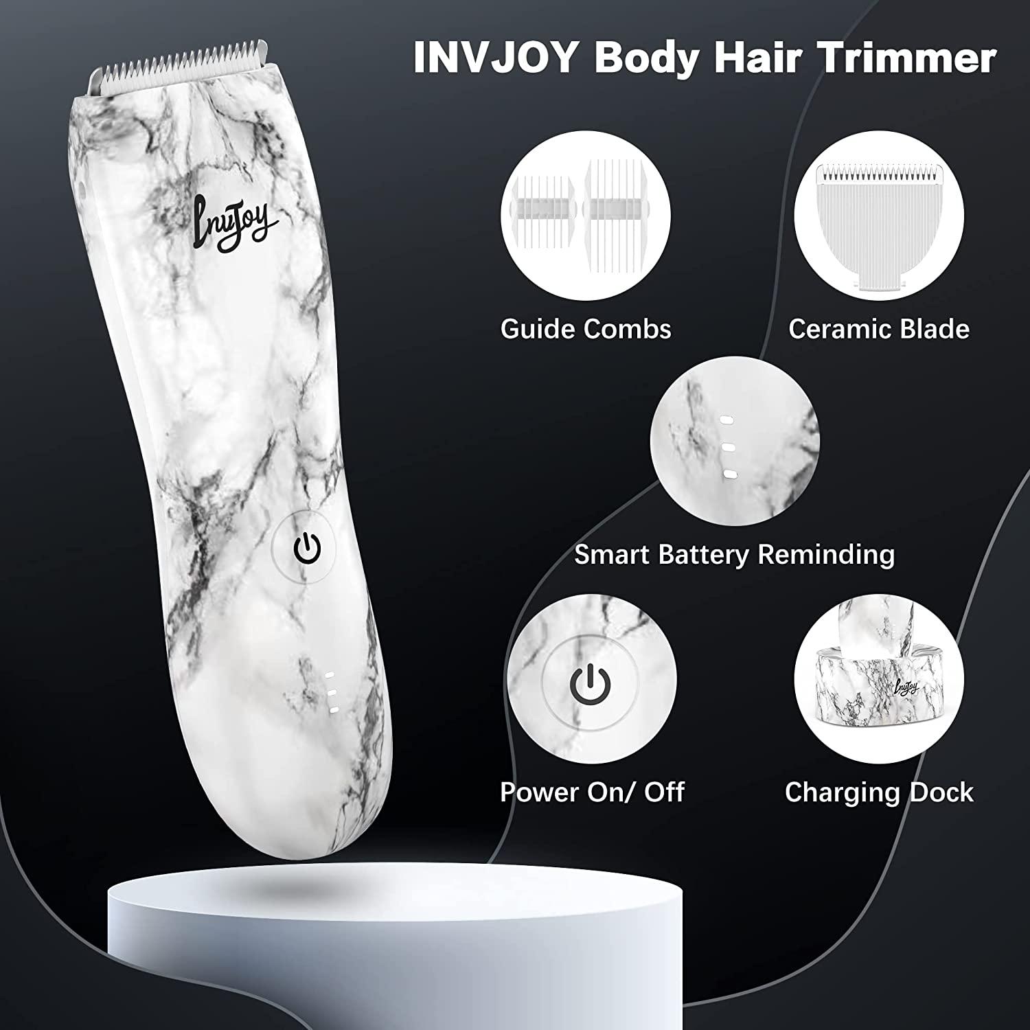 INVJOY Waterproof Body Hair Trimmer for Men - Electric Pubic Hair ...