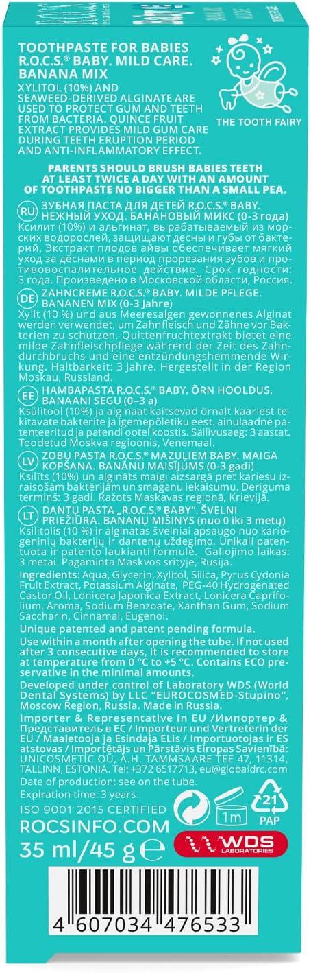 R.O.C.S. Baby Banana Mix - Natural Fluoride-Free Toothpaste for Babies ...