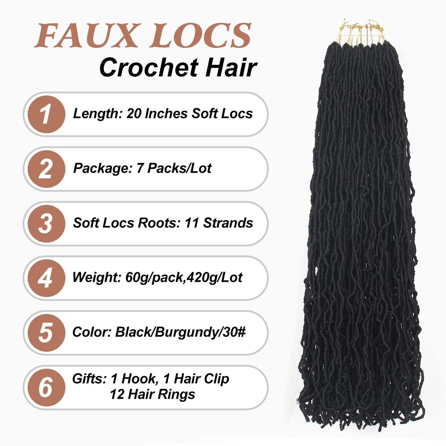Faux Locs Crochet Hair 20 Inches 7 Packs Goddess Locs for Black Women ...
