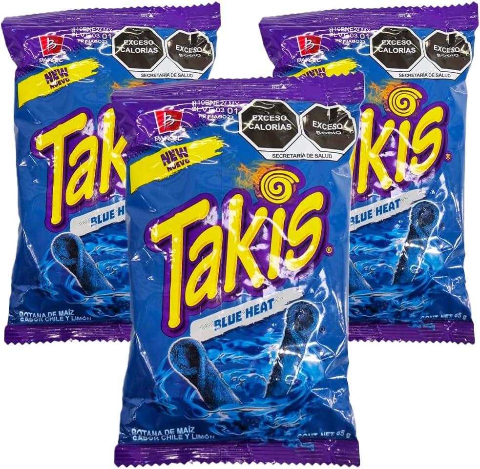 Takis Blue Heat 65g (Pack 3) / Authentic Mexican Blue Takis Hot Rolled ...