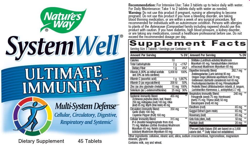 Nature's Way Systemwell Ultimate Immunity - 45 Count Multi-System ...