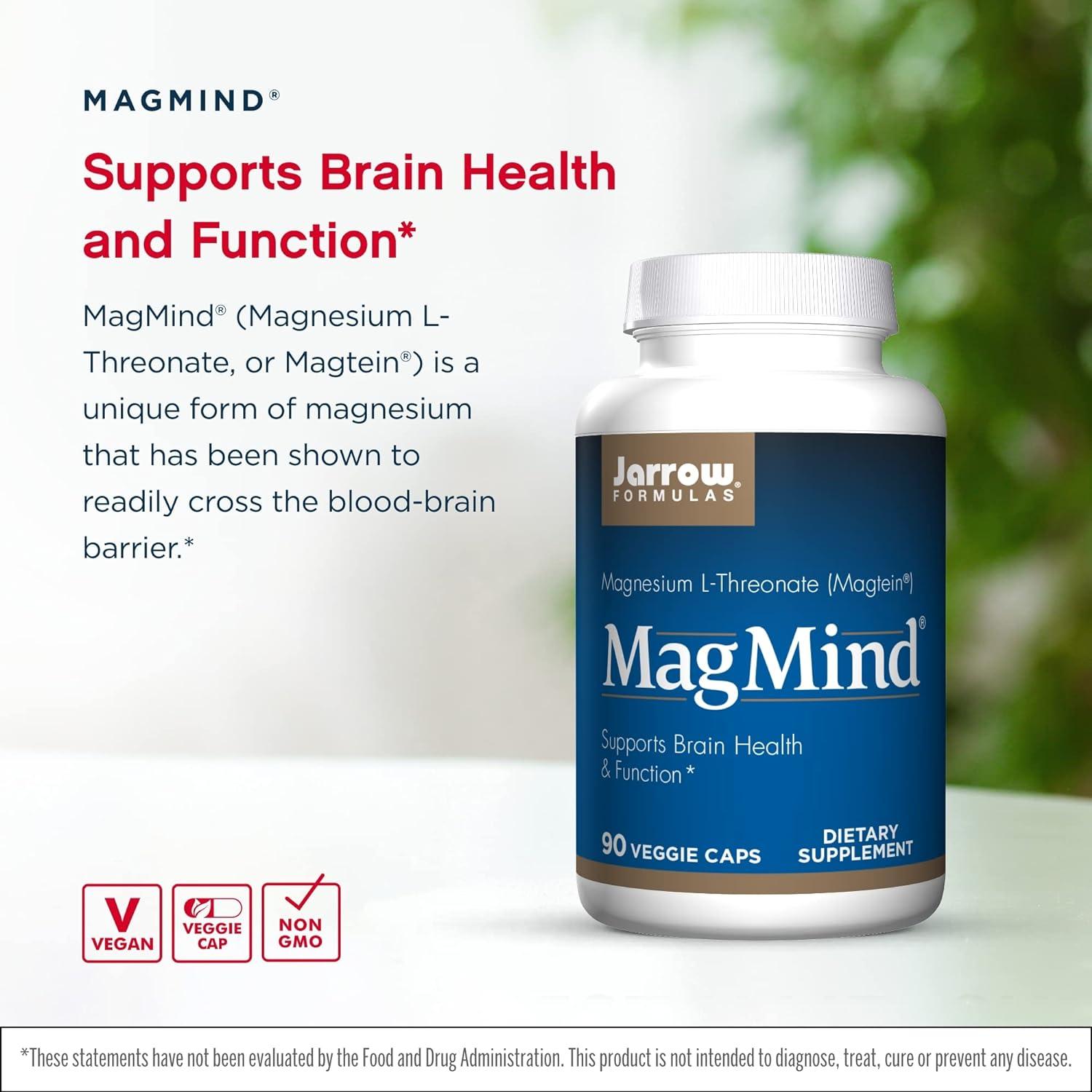 Jarrow Formulas MagMind 90 Capsules (Pack of 2) - Magnesium L-Threonate ...