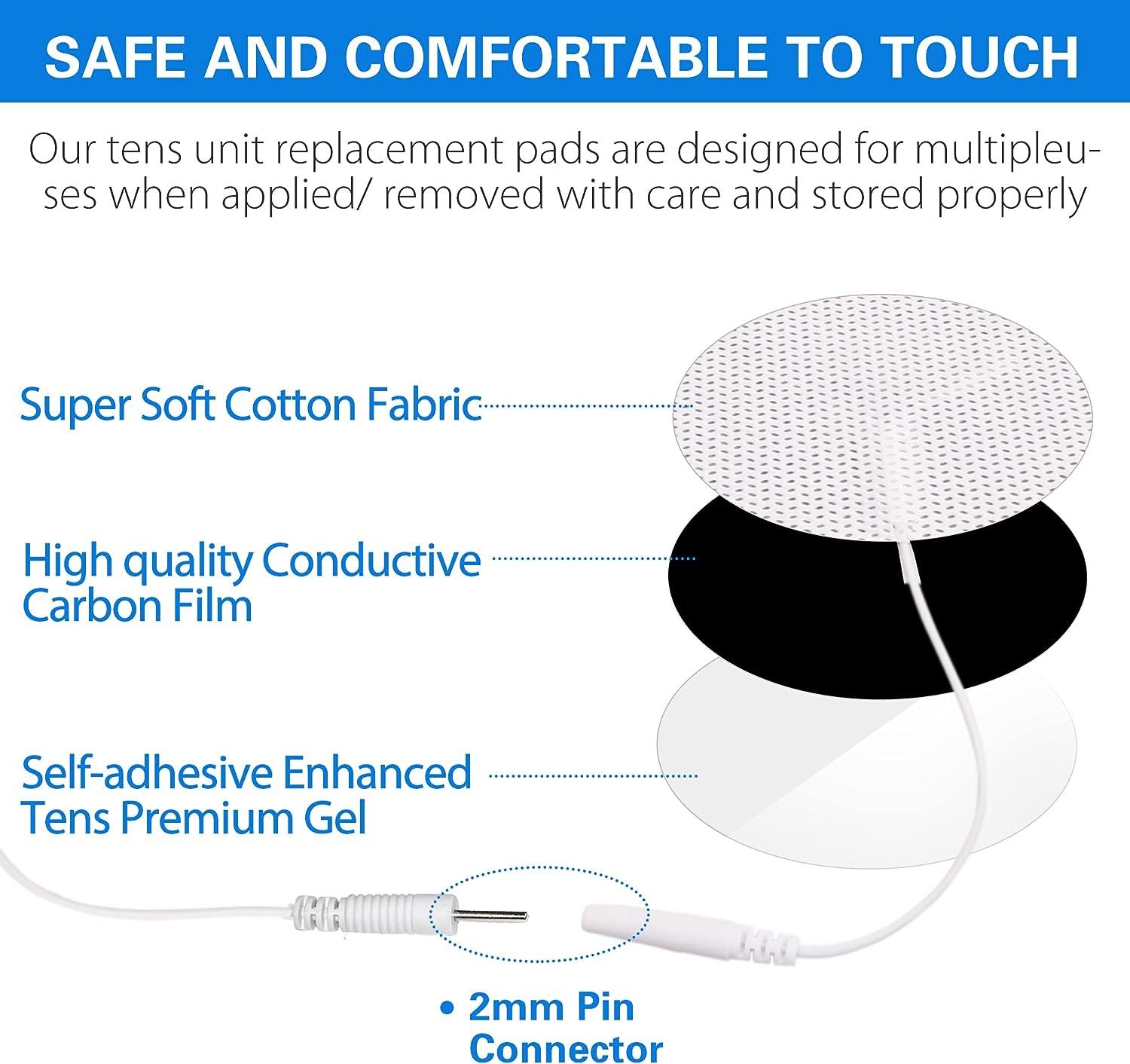 40 Round TENS Unit Electrode Pads - 1.25 Reusable Carbon Pads for ...