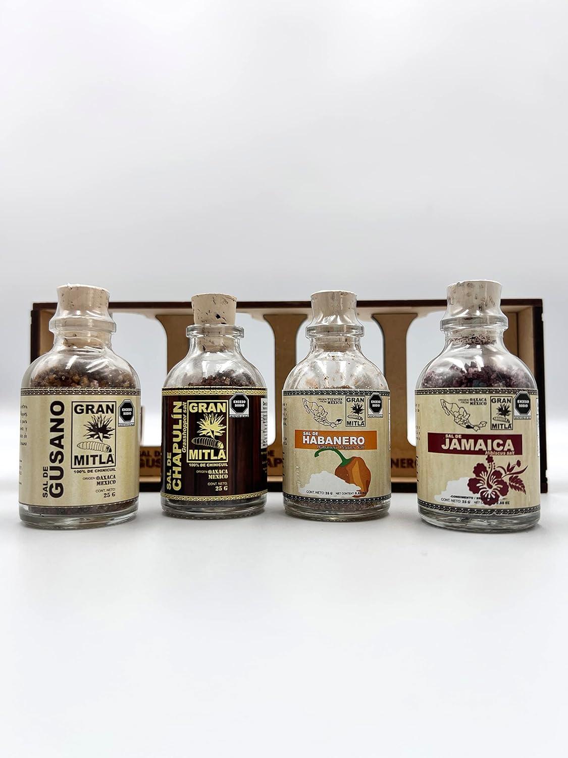 Gran Mitla Mexican Salt Kit - 4 Pack of 0.88 oz Mini Jars with Sal de ...