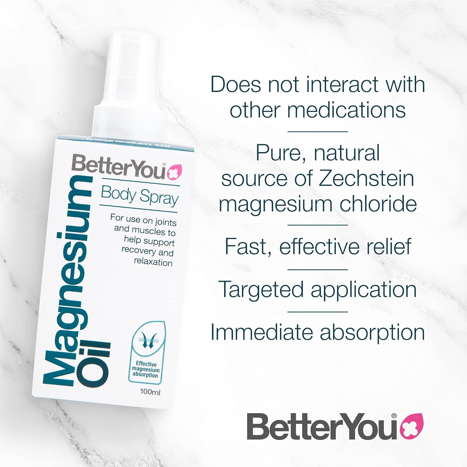 BetterYou Magnesium Oil Body Spray 3.38 oz - Supports Muscle Recovery ...