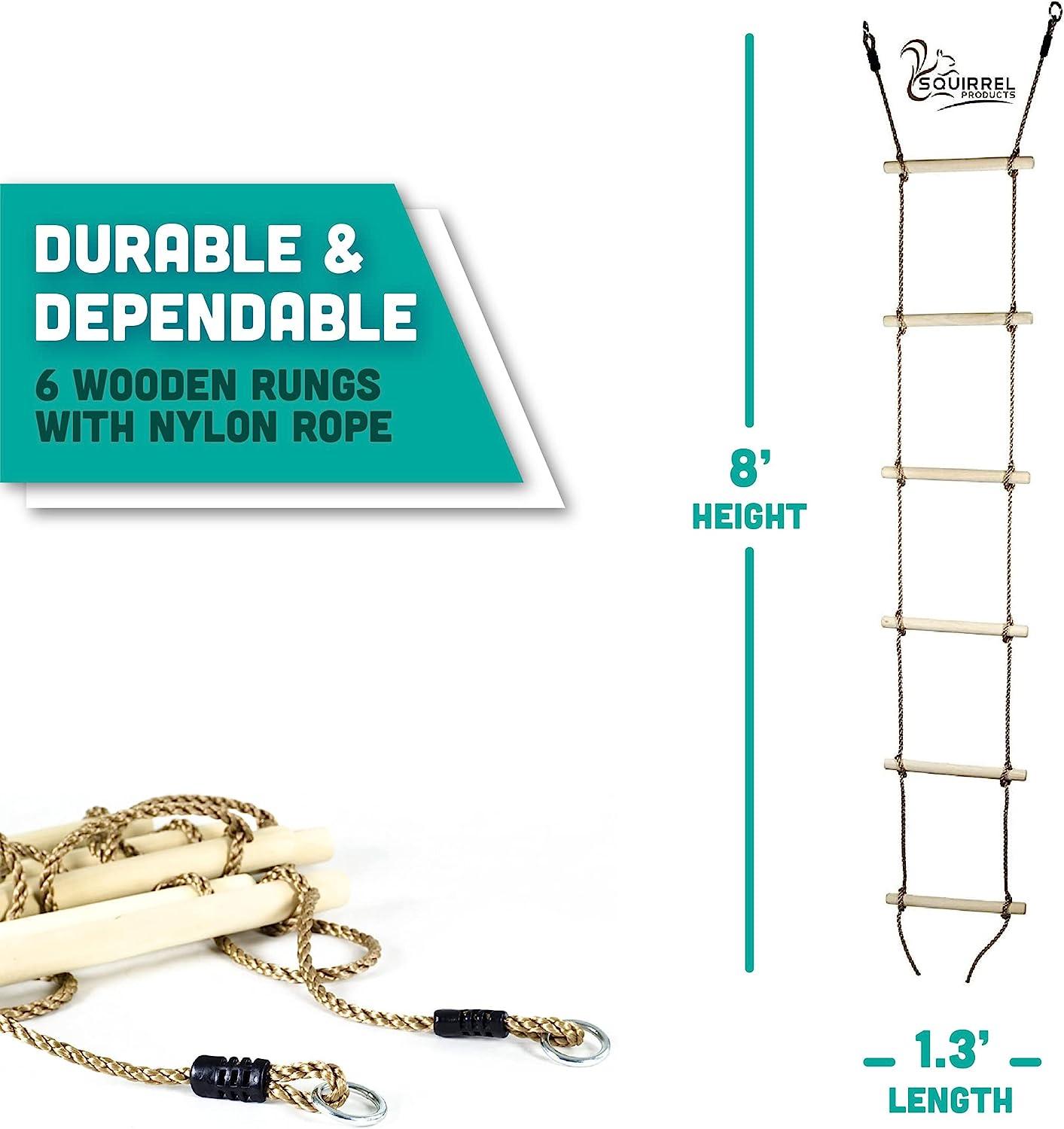 Squirrel Products 6 ft. Climbing Rope Ladder for Kids - Outdoor Play ...