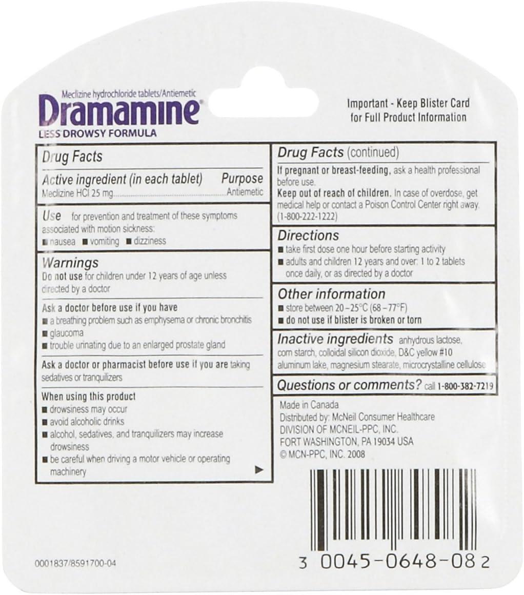 Dramamine Less Drowsy Formula 25mg Tablets - 8 ct | Motion Sickness ...