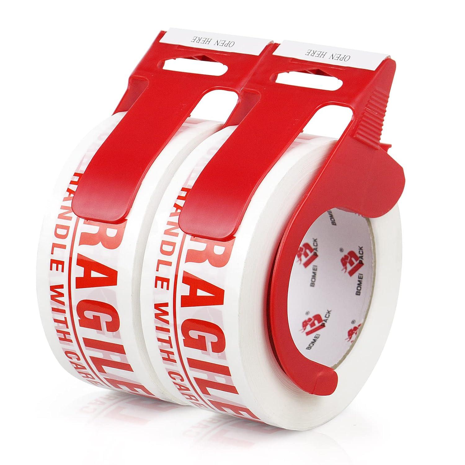 BOMEI PACK 2 Pack Fragile Tape- Handle with Care Packing Printing Tape ...