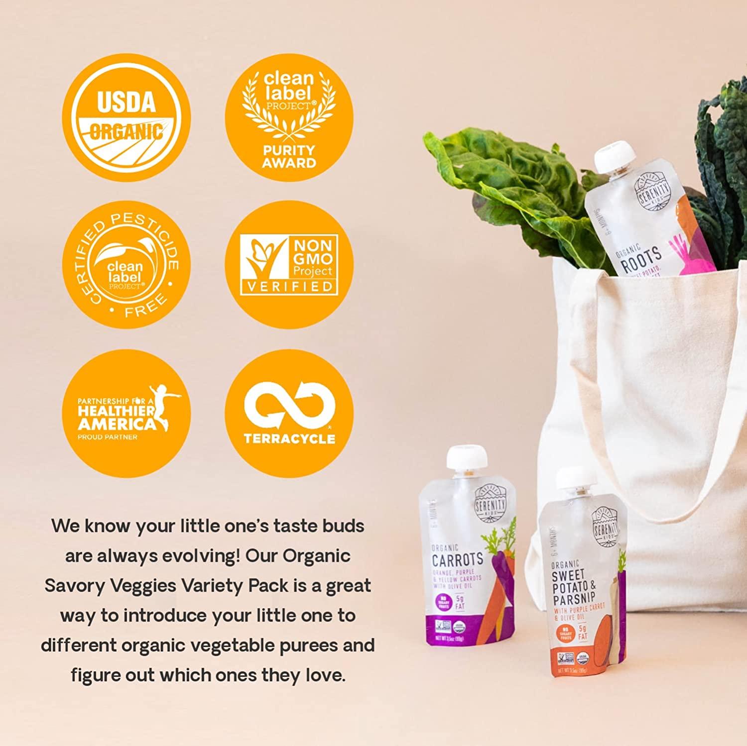 Serenity Kids 6+ Months Organic Baby Food Pouches Veggie Puree | No ...