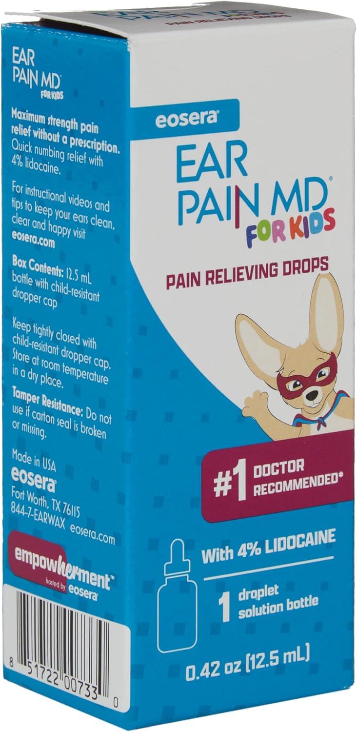 Eosera Ear Pain MD for Kids - Fast-Acting Pain Relieving Drops with 4% ...