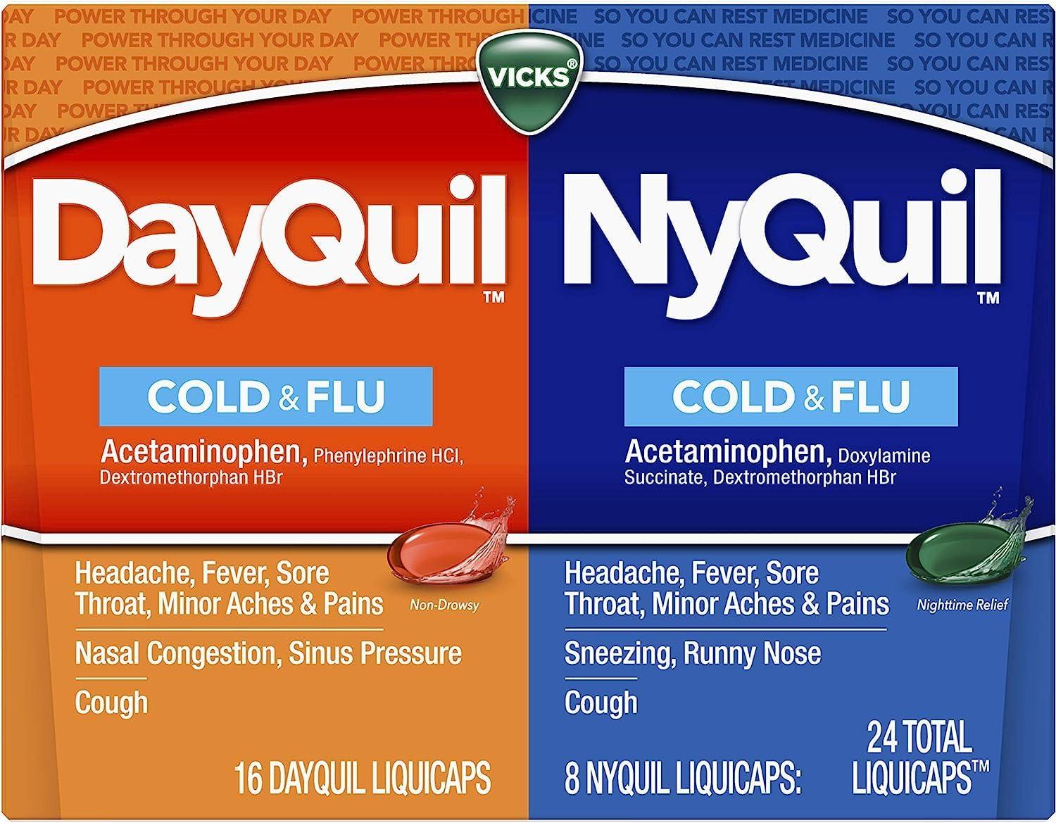Vicks DayQuil & NyQuil Combo Pack Cold & Flu Medicine - 24 Count ...