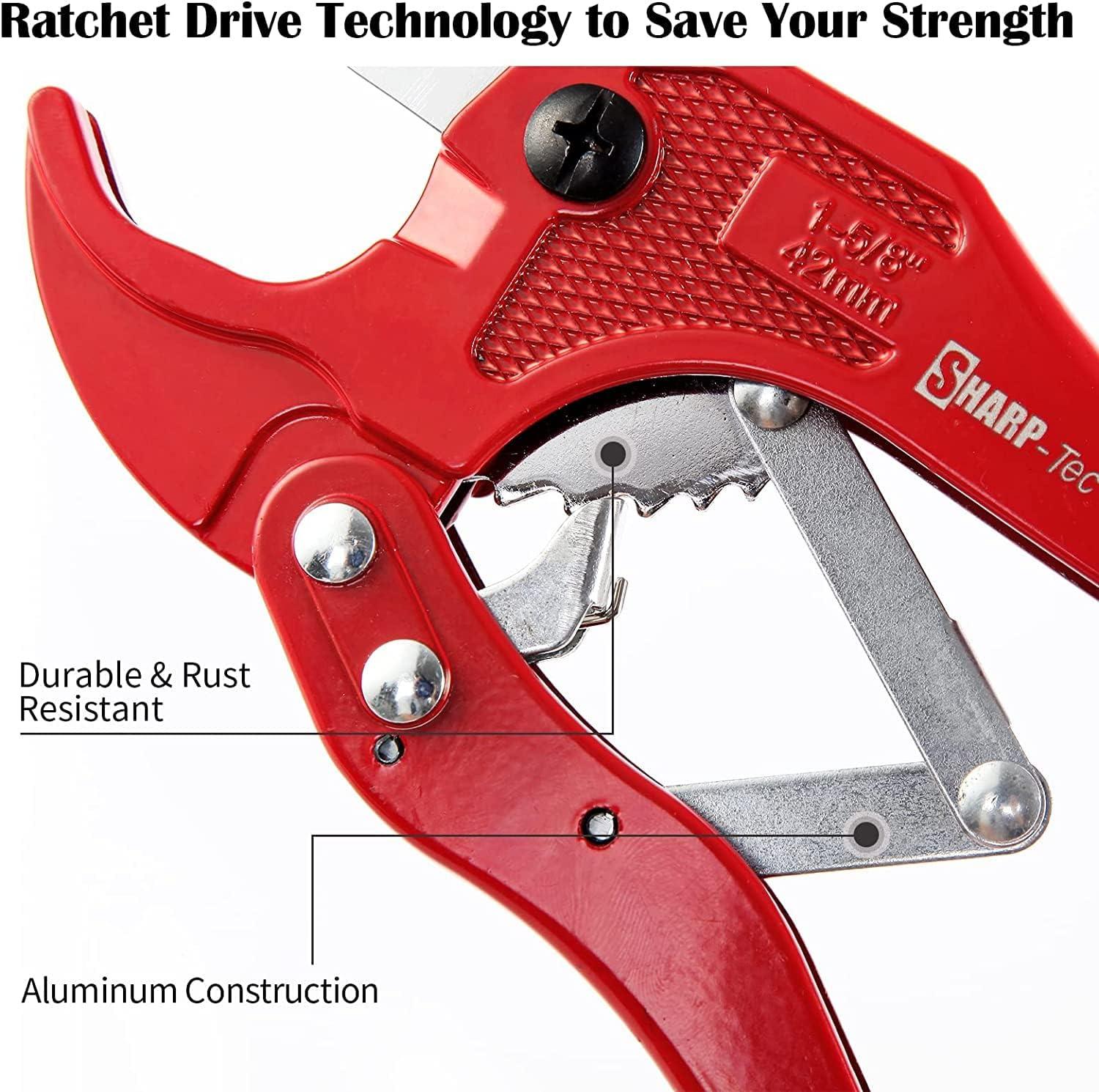 Sharp-tec PVC Tube Cutter - One-Hand Operated 3-42mm Pipe Slice in Red ...