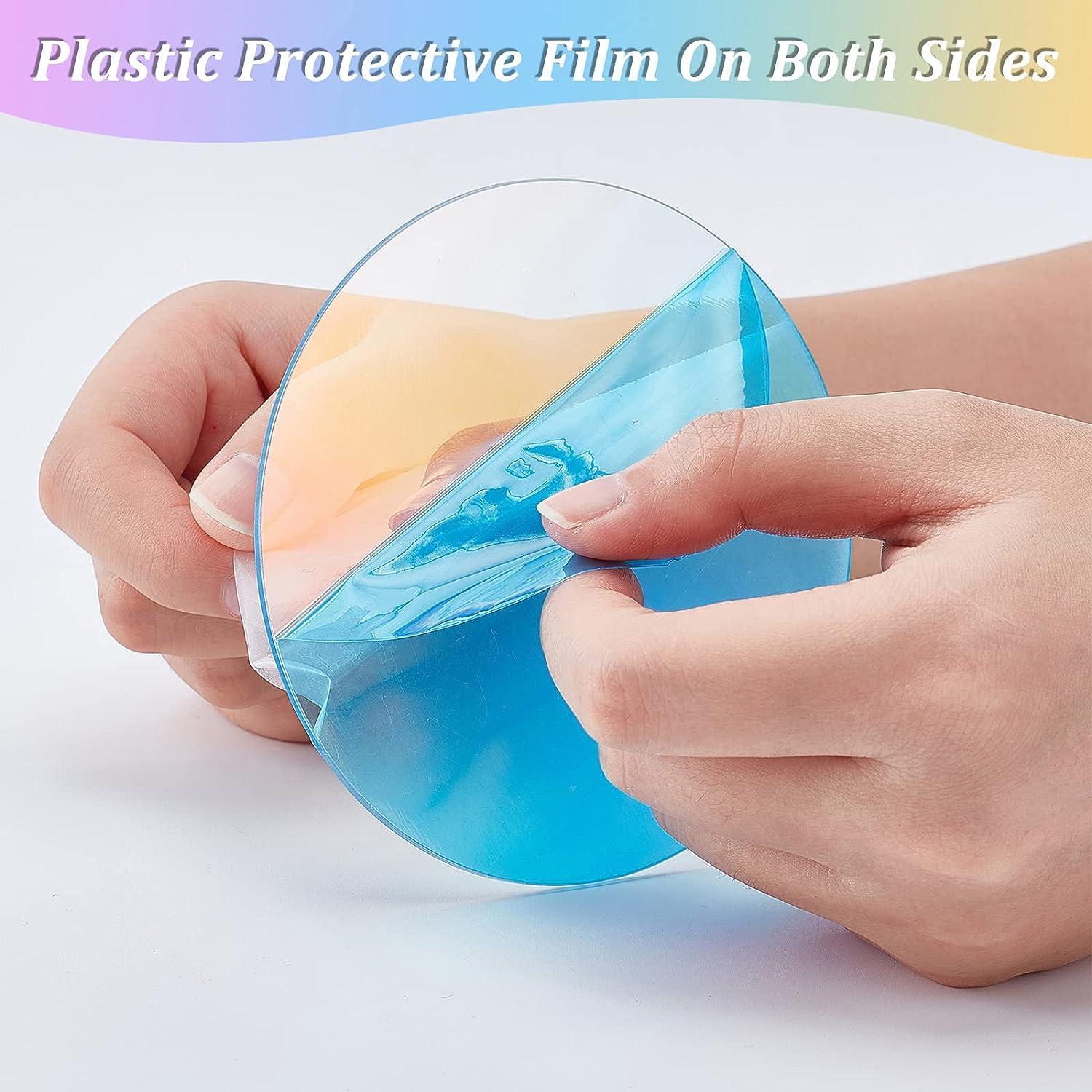 CRASPIRE Clear Circle Acrylic 4 Iridescent Plates - 0.08 Thick Round ...