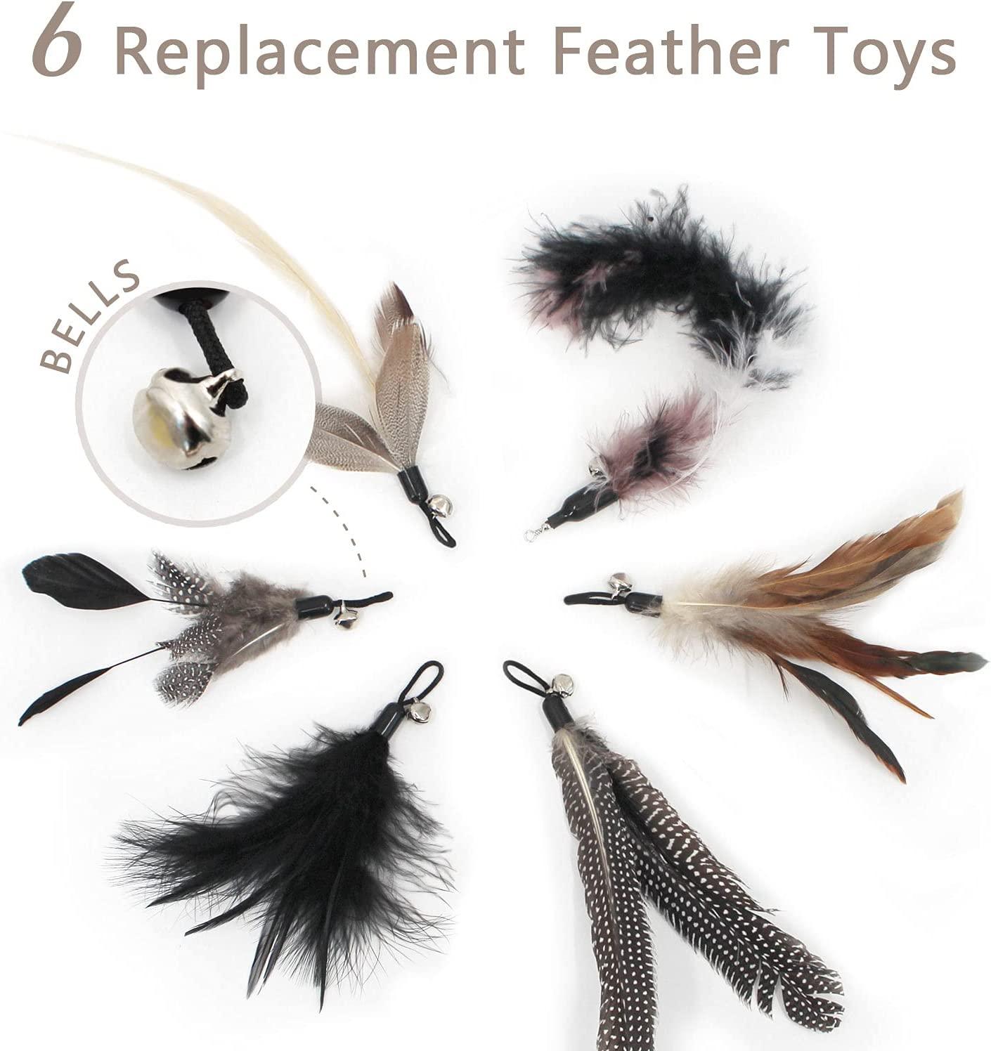 SONGWAY Interactive Cat Feather Toys - 7 Pcs Set with Retractable Wand ...