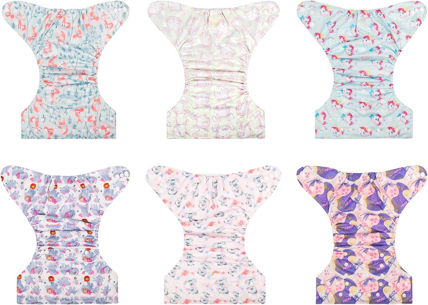 Alva Baby Reusable Washable Diapers Set with 6 Nappies + 12 Inserts ...