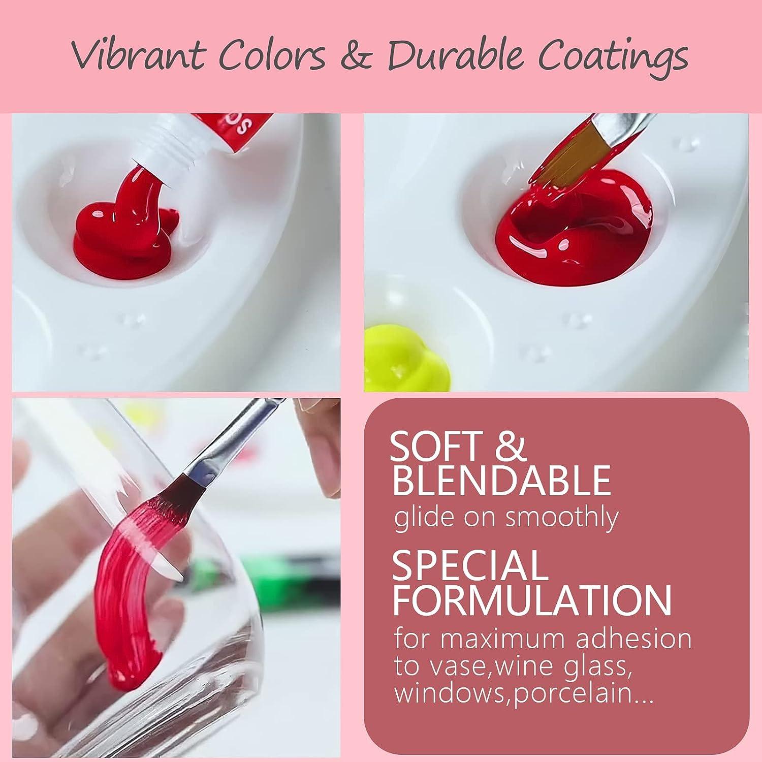 COLORFUL Stain Glass Paint Set - 24 Color Waterproof Acrylic Enamel Kit ...