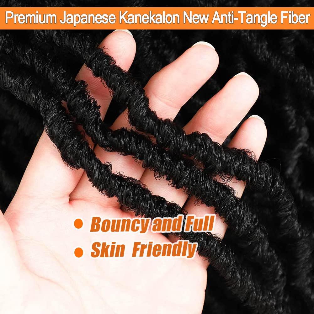 24 Soft Locs Crochet Hair 6-Pack 1B - Natural Curly Wavy Faux Locs ...