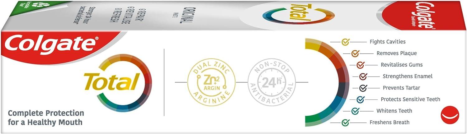 Colgate Total Original Toothpaste size | stronger 24-hour bacterial defence* | long-lasting ...