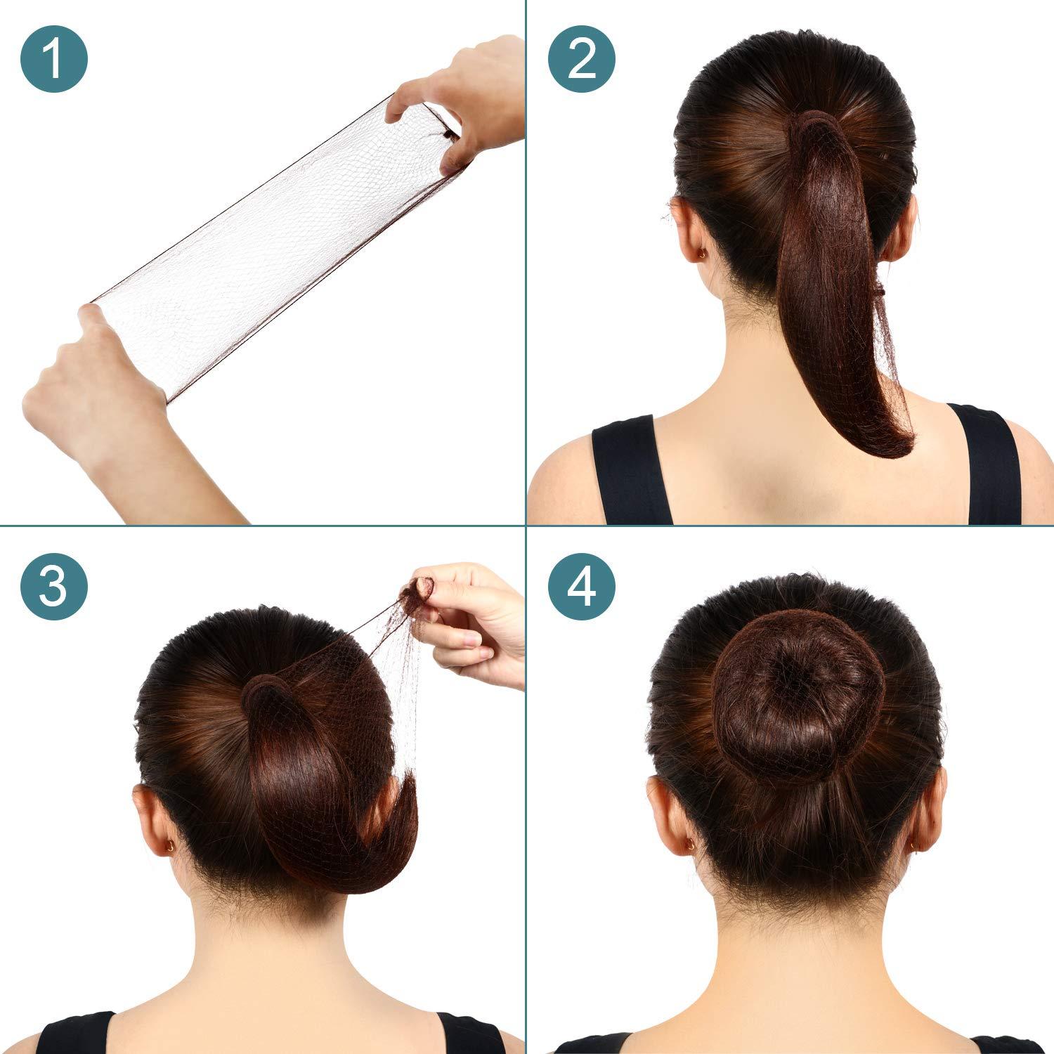 Invisible Elastic Edge Mesh Hair Nets 22 Inch Brown Nylon - 120 Pieces for Hair Bun Making ...