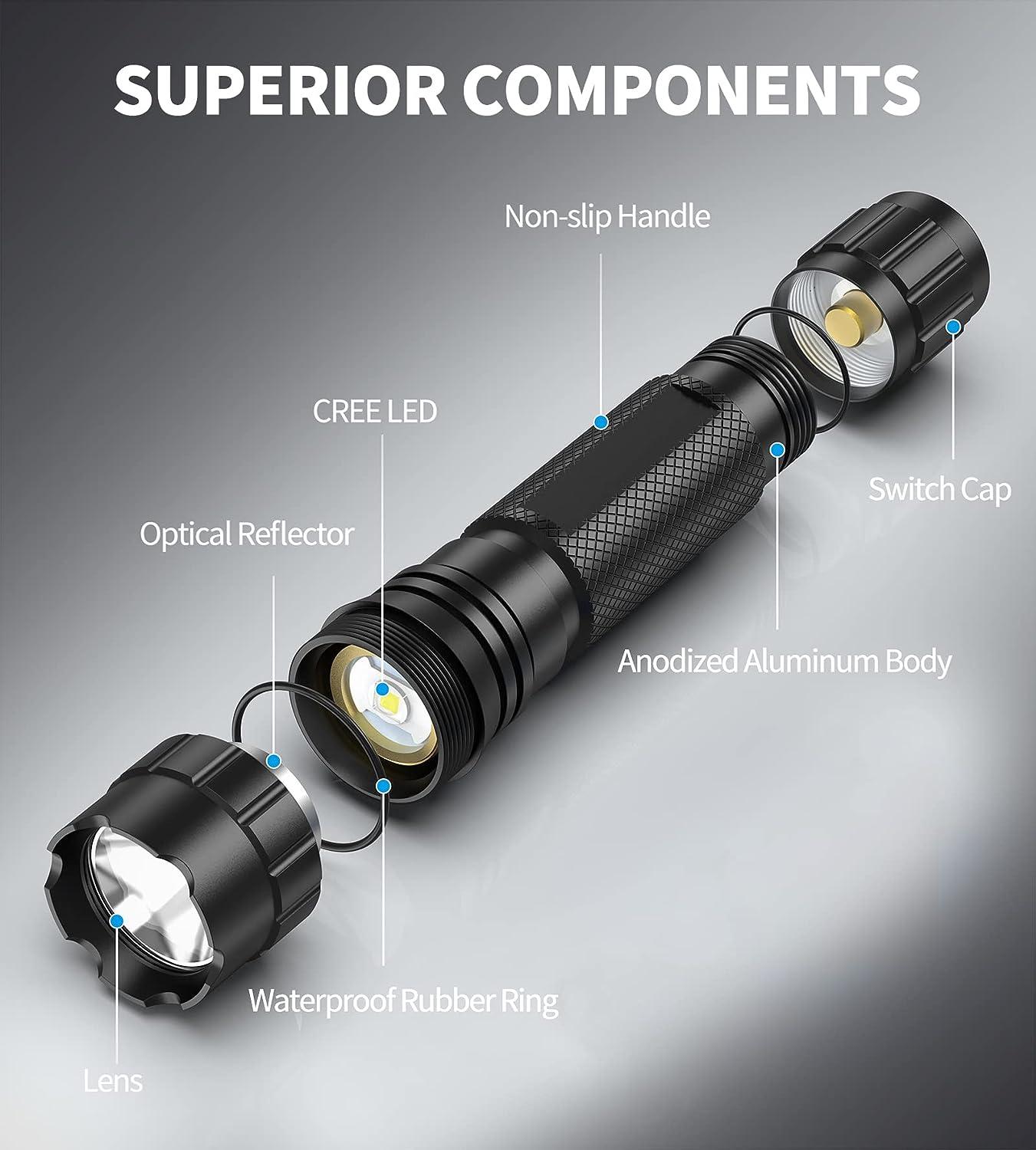 Feyachi FL14-MB Tactical Flashlight 1200 Lumen Matte Black LED Weapon ...