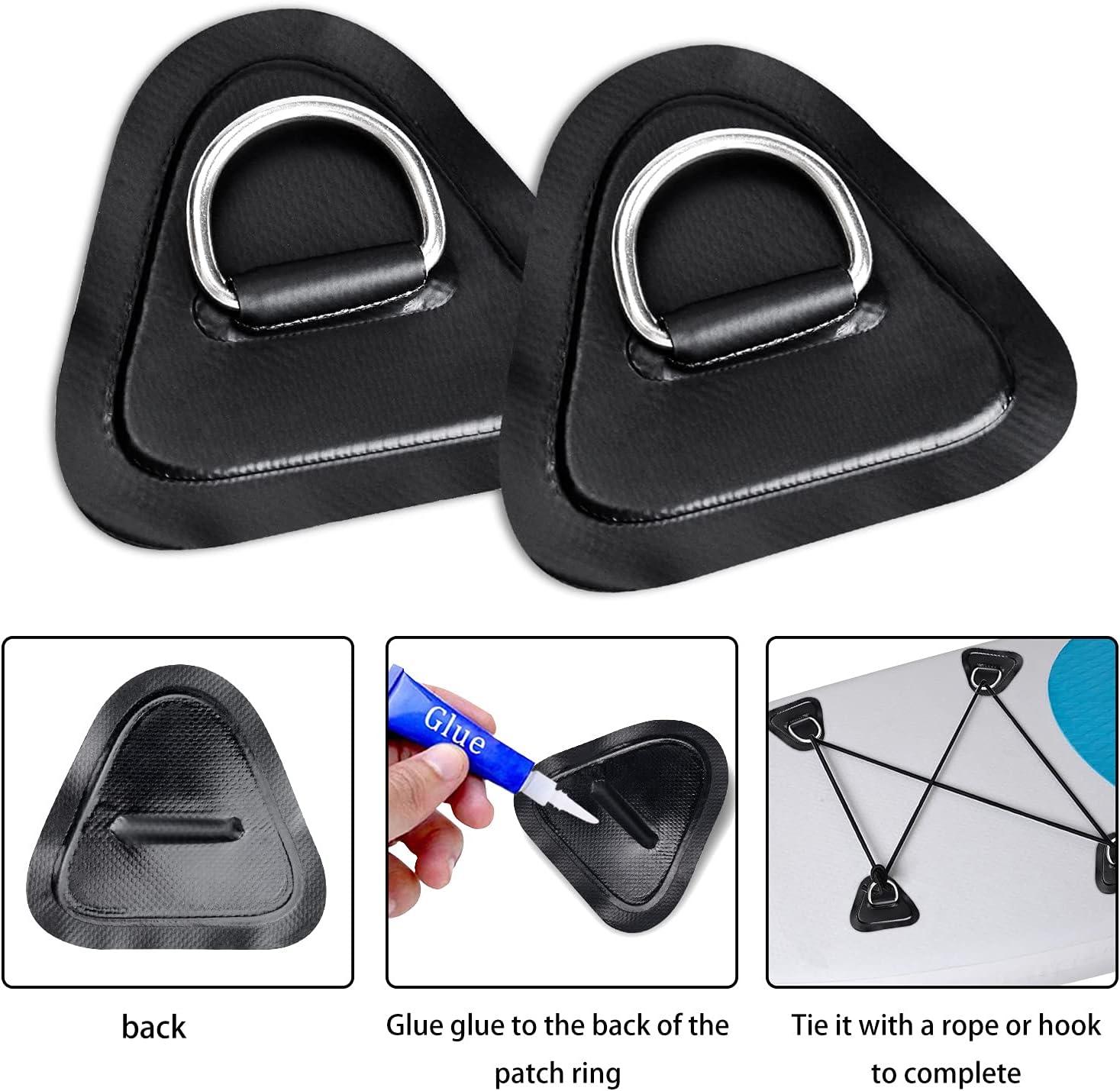 TOBWOLF 6 Pack Stainless Steel D-Ring Patch for Inflatable Boat Kayak ...