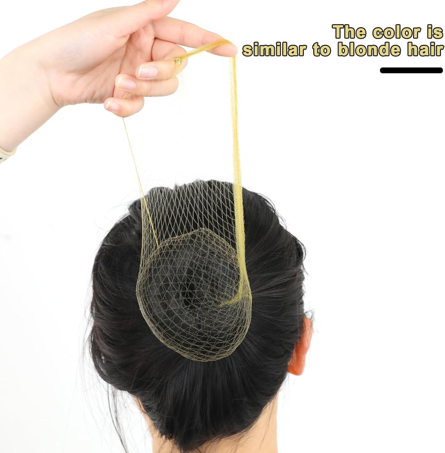 Hair Nets for Buns 20Pcs Hair Bun Nets Blonde with 20Pcs U Shaped Hair Pins for Buns Hair Bun ...