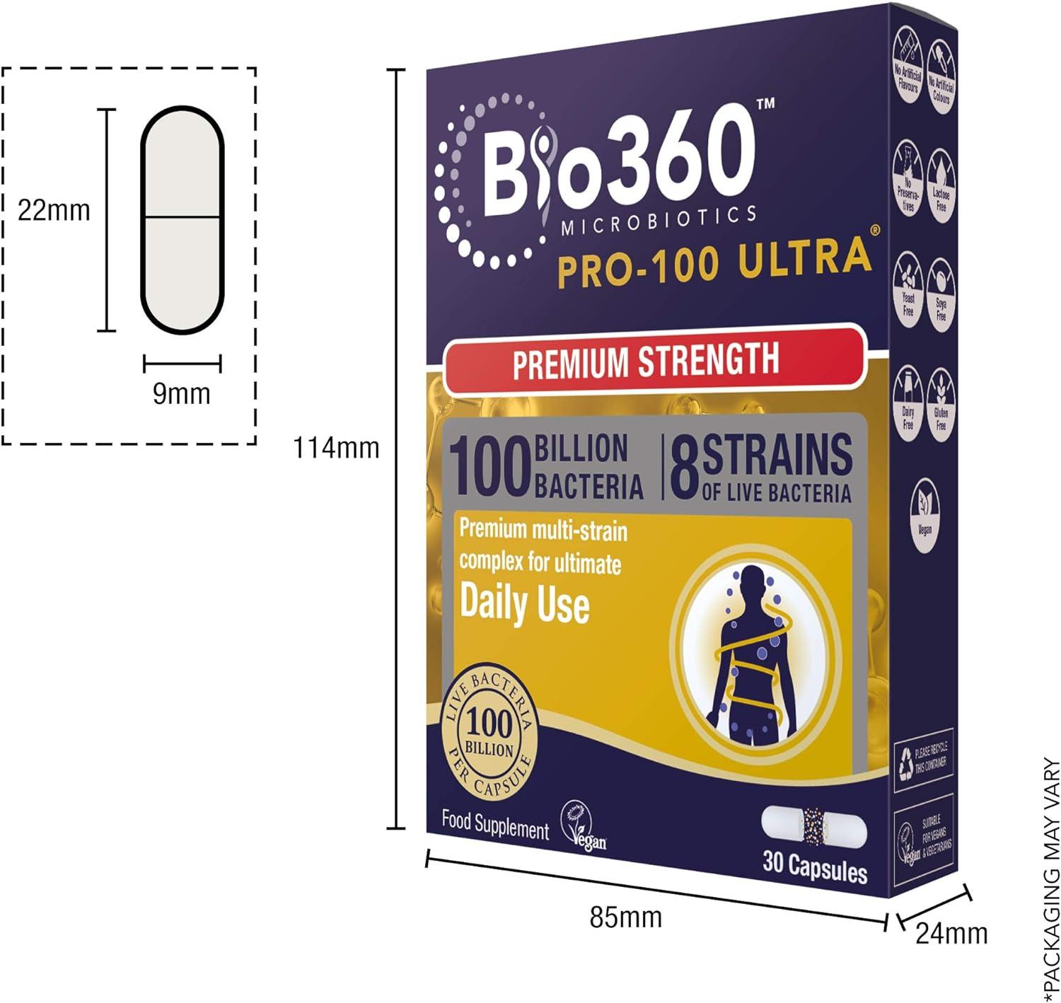 Natures Aid Bio360 Pro-100 Ultra 100 Billion Bacteria 30 Capsules ...