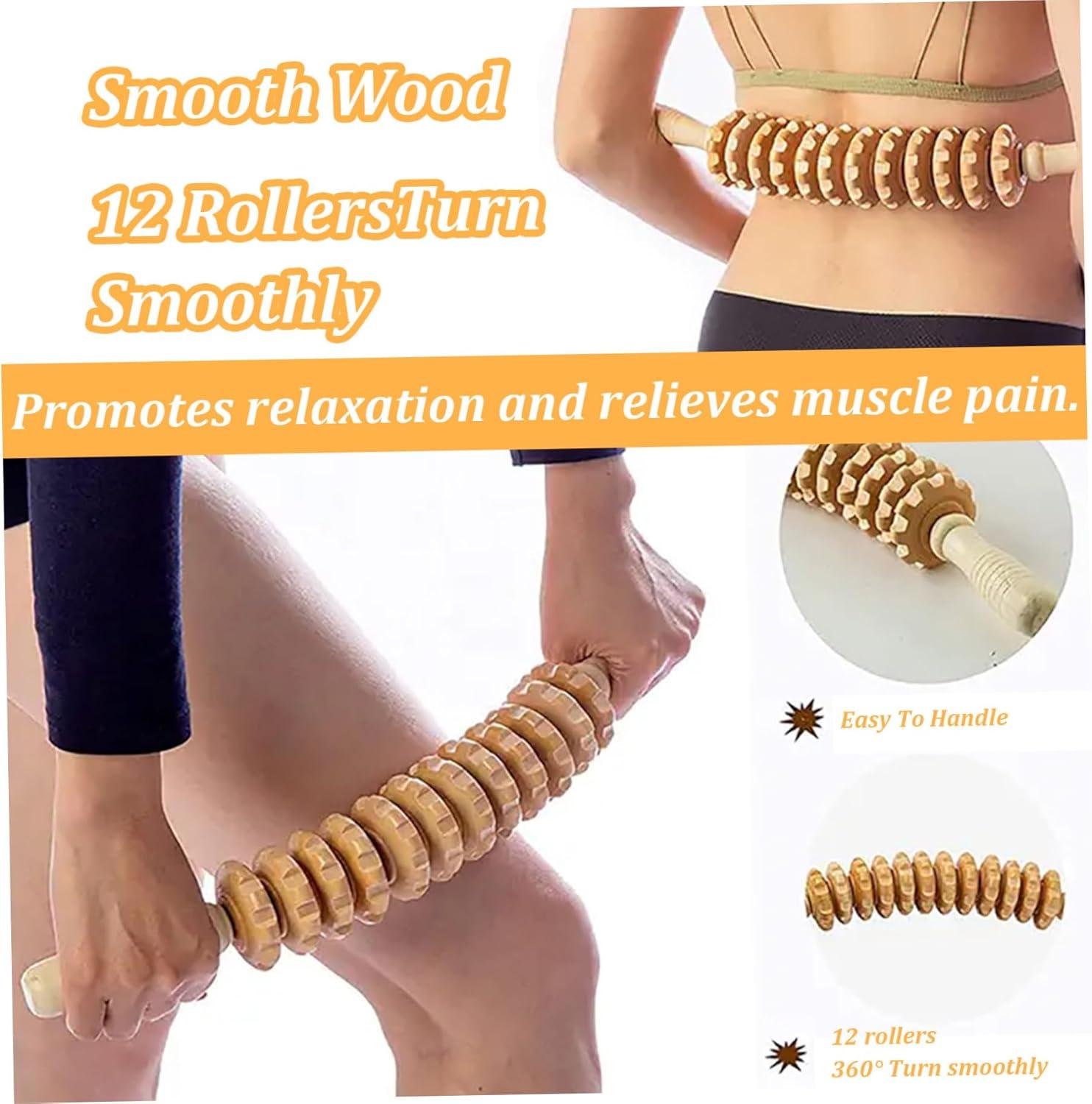 High-Quality Wooden Massage Tools | 12 Rollers & 360 Curved Muscle ...