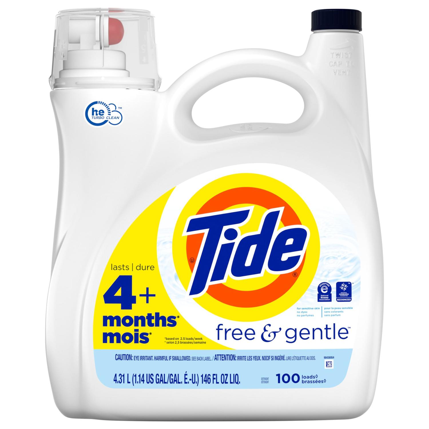 Tide Liquid Detergent Free & Gentle - 146 Fl Oz | Eco-Friendly Laundry ...