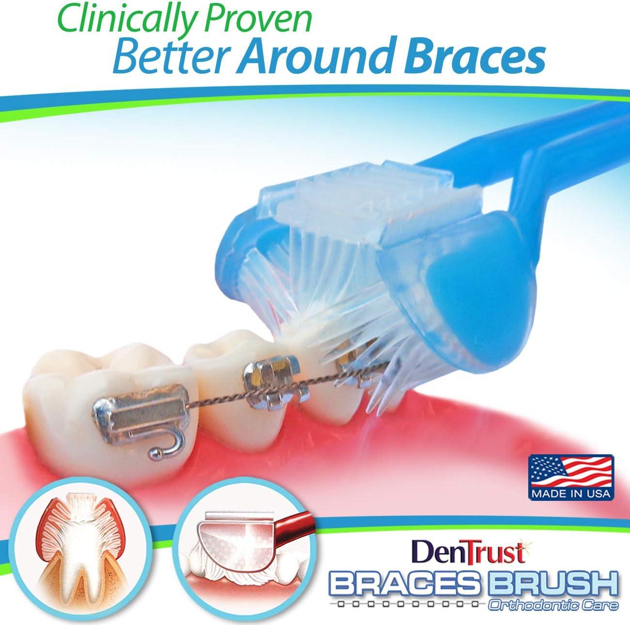3-PK Dentrust 3-Sided Braces Toothbrush - Clinically Proven for ...