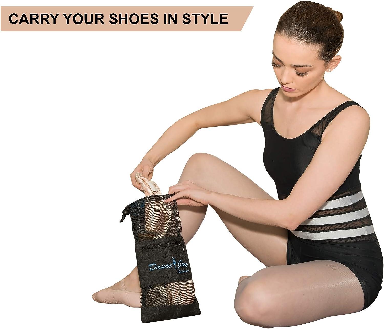 DanceJoy Women's Mesh Pointe Shoe Bag - Ideal Ballet Dance Accessory ...
